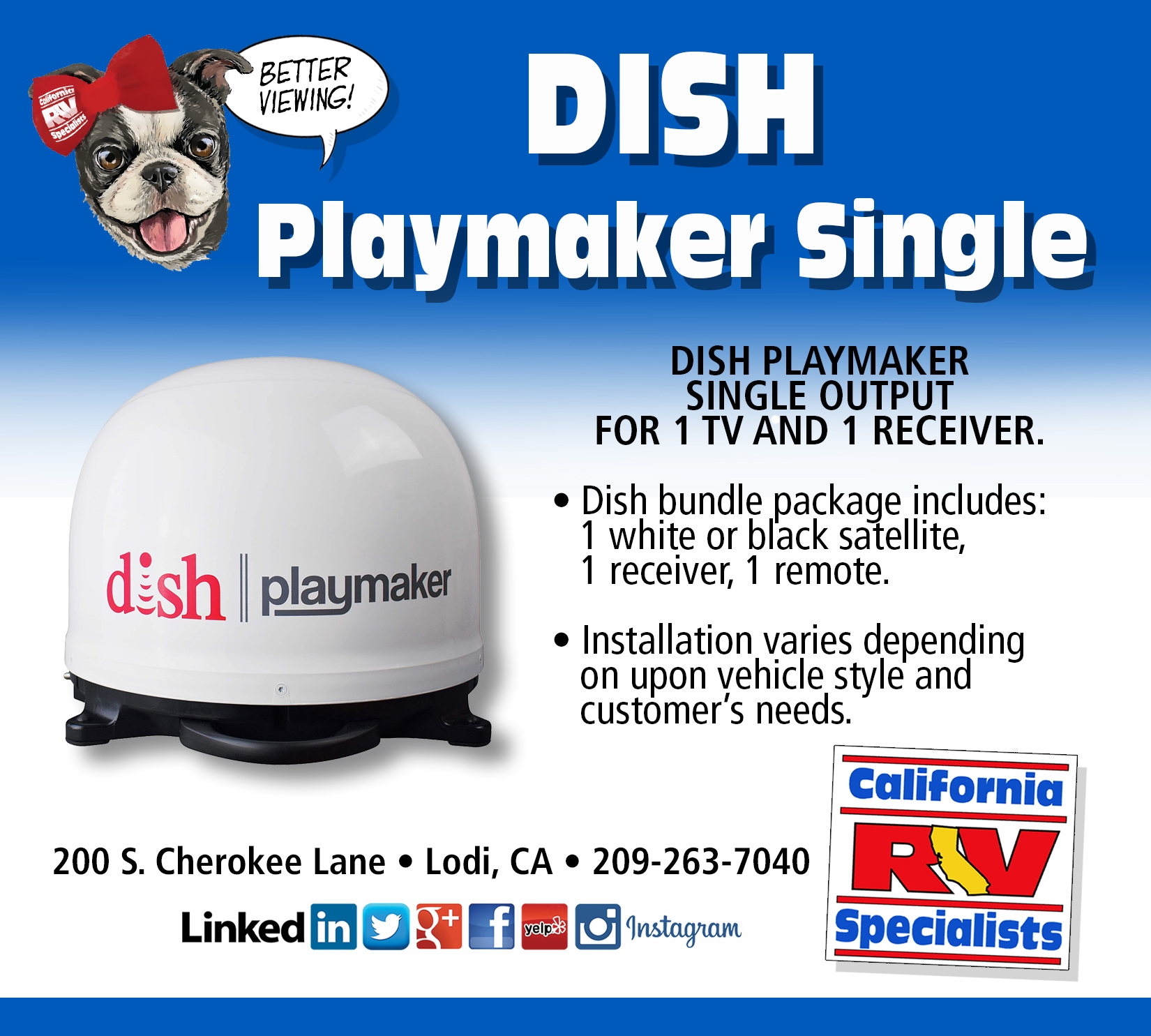 RV Satellite Dish & Dish Network for RV | California RV Specialists